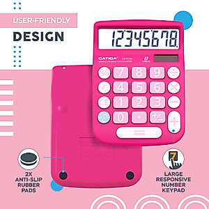CATIGA CD-8185 Office and Home Style Calculator - 8-Digit LCD Display - Suitable for Desk and On The Move use. (Pink)