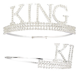 MEANT2TOBE Prom Sash and Crown for Girls and Boys - Fabulous Party Set: Glitter Sash + Rhinestone Silver Premium Metal Tiara for Her and Him, Prom Present for Graduation Party