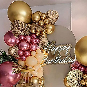 TOPLLON Rose Gold Balloon Arch Kit 130 Pcs, Pink Gold Balloons Garland Nude Metallic Mauve Balloon Baby Shower Decorations for Girl Bridal Shower Birthday