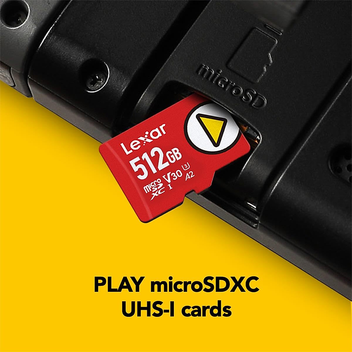 Lexar 512GB PLAY microSDXC Memory Card, UHS-I, C10, U3, V30, A2, Full-HD Video, Up To 160/100 MB/s, Expanded Storage for Nintendo-Switch, Gaming Devices, Smartphones, Tablets (LMSPLAY512G-BNNNU)