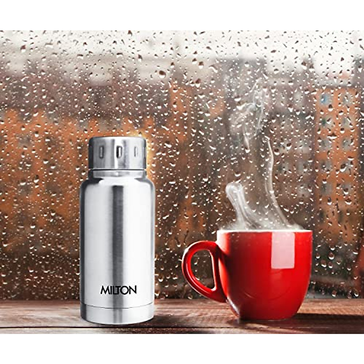 Milton Thermosteel Elfin 160, Vacuum Insulated Flask, 160 ml | 5.4 oz | Hot & Cold Water Bottle, 18/8 Stainless Steel, Compact Flask, Durable Body, BPA Free, Leak-Proof Simple Screw Lid | Silver