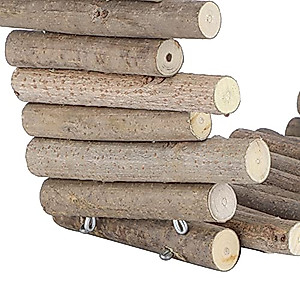 QANYEGN Hamster Wooden Bridge, Hamster Wooden Fence with Hideout, Rat Ladder Bridge Toy for Small Animals (40cm)