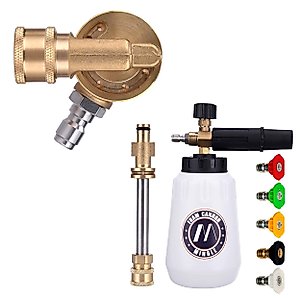 M MINGLE Foam Cannon for Pressure Washer, Gutter Cleaner Attachment, with 5 Nozzle Tips, 1/4 Inch Quick Connector