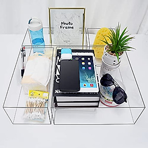 ChengFu Deep Drawer Organizer, Deep Drawer Dividers, 4pcs Acrylic Junk Drawer Organizer Set, Multi-use Junk Drawer Organizer for Office Desk, Kitchen, Bedroom, Makeup, Jewelry, Bathroom