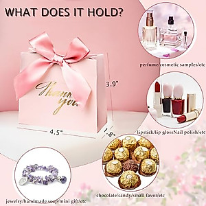 Jutieuo 25 Pack Small Gift Bags Thank You Party Favor Bags Paper Treat Boxes with Pink Bow Ribbons for Wedding, Baby Shower, Girls Ladies Birthday Party Supplies (Pink)