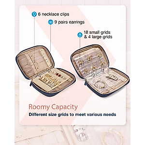 BAGSMART Jewelry Travel Organizer Case Transparent Jewelry Storage Book Ring Binder Jewelry Bags Clear Booklet Zipper Pouch Bag for Necklaces, Earrings, Rings, Bracelets, Dark Blue