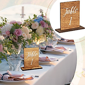 30 Pcs Wedding Wooden Table Numbers 1-30 Wedding Table Numbers with Wooden Base Rustic Wedding Centerpieces for Tables Number Wooden Sign for Banquet Restaurant Party Decor, 3.9 x 5.9 Inch