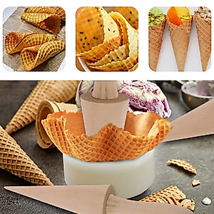 2PCS Pizzelle Roller, Ice Cream Cone Mold Cone Roller for DIY Pastry Dessert Cooking Kitchen Tool Decorating Baking Accessory Wooden