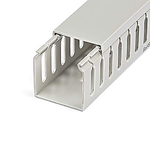 StarTech.com Open Slot Cable Management Raceway with Cover, 2"(50mm) W x 2"(50mm) H - 6.5ft(2m) Length - 1/4"(8mm) Slots, PVC Network Cable Hider/Wall Wire Duct, Max 80 Cables, UL Listed (CBMWD5050)