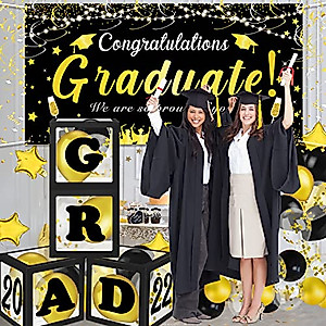KMUYSL 2022 Graduation Party Decorations, Graduation Balloon Boxes & 2022 Graduation Banners Set with Grad Balloons, Grad Hanging Spiral, Graduation Decorations Supplies for Indoor Outdoor Decor