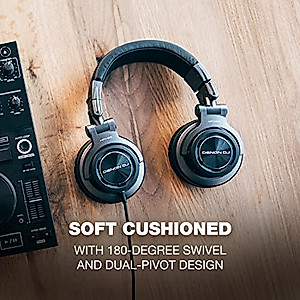 Denon DJ HP1100 | Professional Over-Ear DJ Headphones with 180-degree Cup Swivel & Leather Carry Bag (53mm driver / 3500mW input)