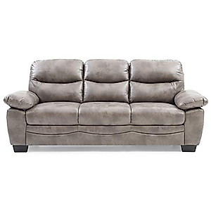 Glory Furniture Upholstered Sofa, Gray Faux Leather