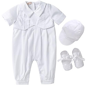 Booulfi Boys Christening Outfit 0-12 Months Baby Boy Baptism Outfit Short Boys' Christening Clothing with Hat Shoes
