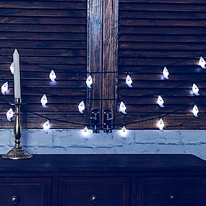 Qunlight Solar String Lights, Halloween Decoration Lights,8 Modes 2PACK 20ft 30 LED Waterproof Outdoor Decorative Ghost Fairy Lights for Patio, Garden, Gate, Yard, Halloween Christmas Decoration