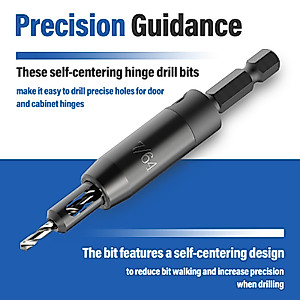 Apopip CC2430 Self Centering Drill Bit Assorted Set Fit for Bosch, Spring Loaded 3-Piece Clic-Change 1/4 in Hex Shank for Fast Bit Changes 3/32", 7/64", 1/8"