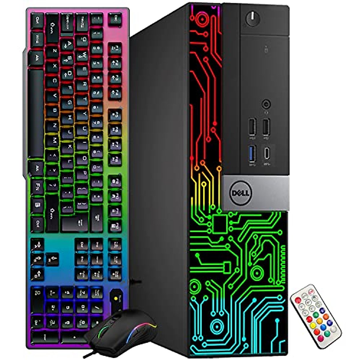 Dell Computer Desktop PC, Intel Core i3-6100 3.70 GHz, 16GB RAM, 256GB M.2 SSD (Fast Boot), 1TB HDD, AMD RX 550 4GB, RGB Gaming Keyboard Mouse, WiFi, Windows 10 Professional (Renewed)