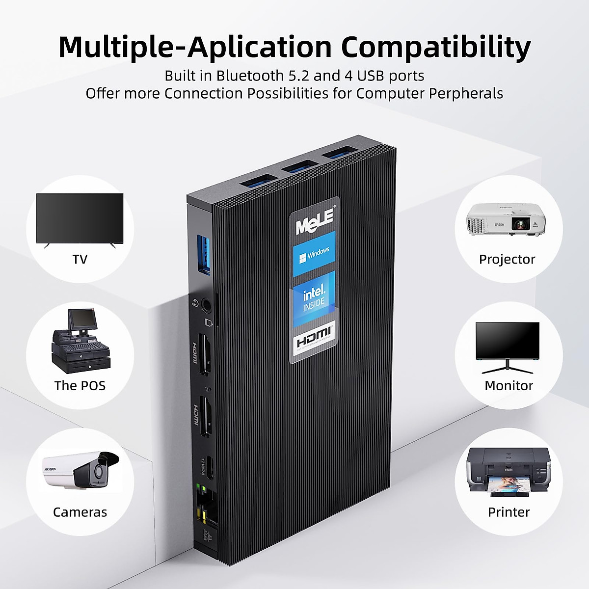 MeLE Fanless Mini PC Quieter3Q 11th Gen N5105 8GB 256GB Windows 11 Pro Micro Computer WiFi 6 Small Desktop Service with USB-C PD, Gigabit Ethernet, Dual HDMI 4K, Auto Power on, PXE Support M.2 SSD