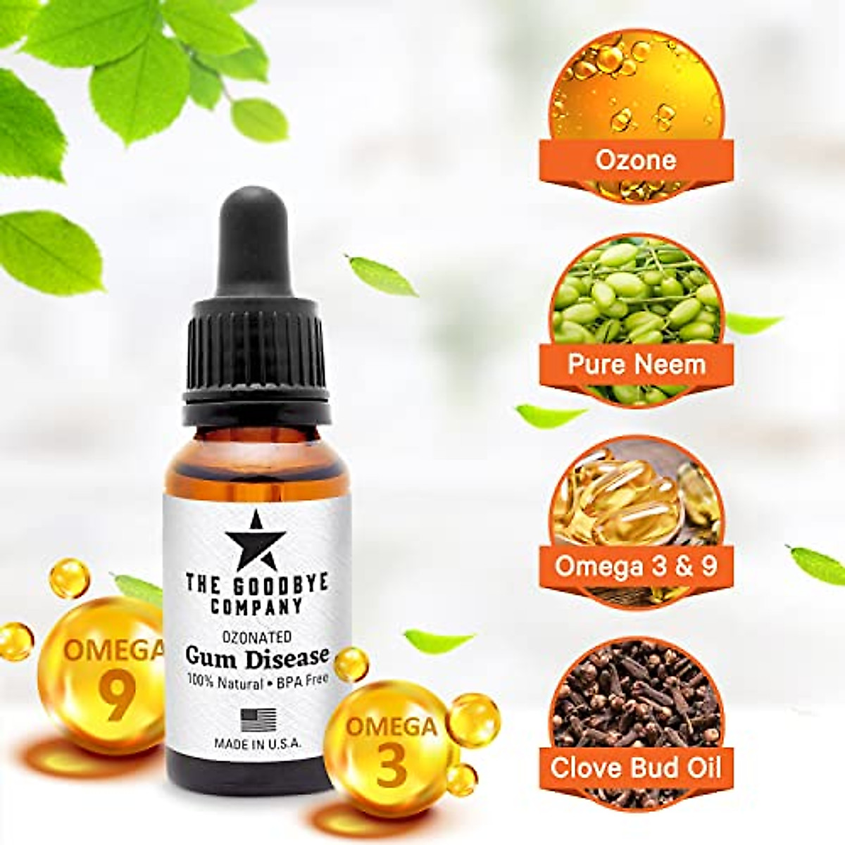 The Goodbye Company Ozonated Gum Disease Treatment - Effective and Natural Home Remedy for Treating Oral Gum Disease and Gingivitis - 100% Pure Neem and Clove Essential Oils for Complete Oral Health