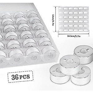 ilauke 36pcs White Sewing Thread 60WT Size A Prewound Bobbin Thread with Bobbin Case, Polyester Thread for Brother Singer BabyLock Janome Machines DIY Embroidery Thread