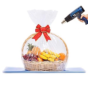 LazyMe Christmas Basket Cellophane Shrink Bags, 24x30 inch, Shrink Wrap Bags Large, Clear (10 Pcs)
