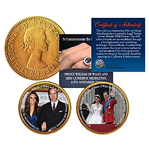 ROYAL WEDDING Prince William & Kate British Half Penny 24K Gold 2-Coin Set