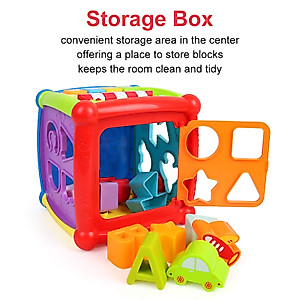 Baby Activity Cube 6-in-1 Musical Baby Learning Toys Including Letters Cognition Shape Sorter Piano Keys Interesting Multi-Functional Learning Activity Cube Best Gift for Boys Girls Aged 1 2 3