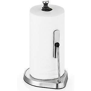 Tension Arm Paper Towel Holder, Hystun Single Tear Paper Towel Holder Countertop Standing Paper Towel Holder Easy to Tear Paper Stainless Steel Paper Towel Holder for Kitchen & Dining Room Table