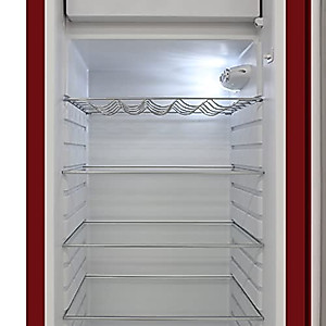 BRAMA Retro Fridge with Top Freezer 9.9 Cu.Ft. Full Refrigerator for Apartment, Condo, House, Kitchen, 24-Inch, Red