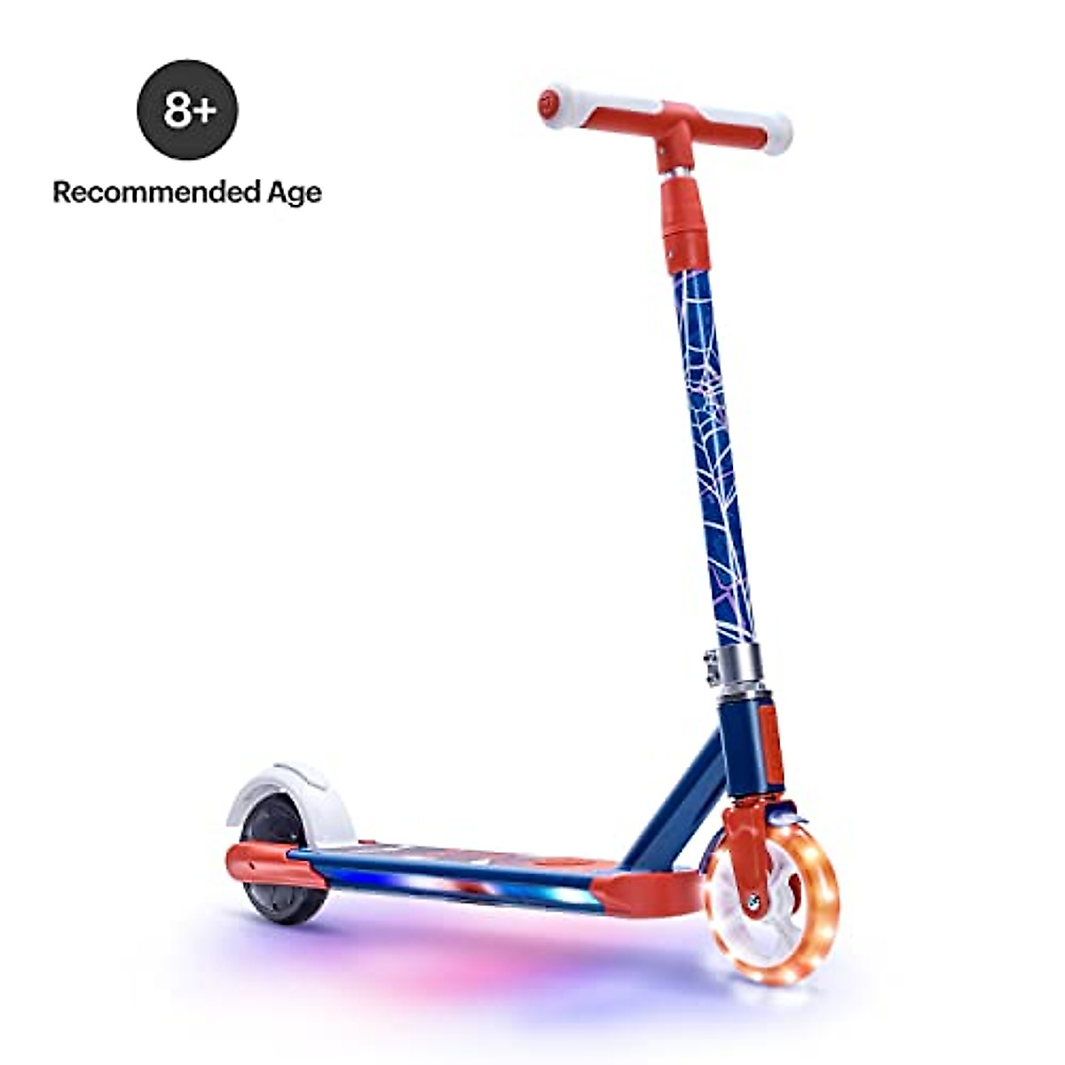 Jetson Marvel Spider-Man Kids' Electric Scooter, 7 Miles Per Hour, 4 Miles Max Range, 60-Watt Motor, Light-Up Deck, Height-Adjustable Handlebar, Ages 8+, JSPMN-ELE