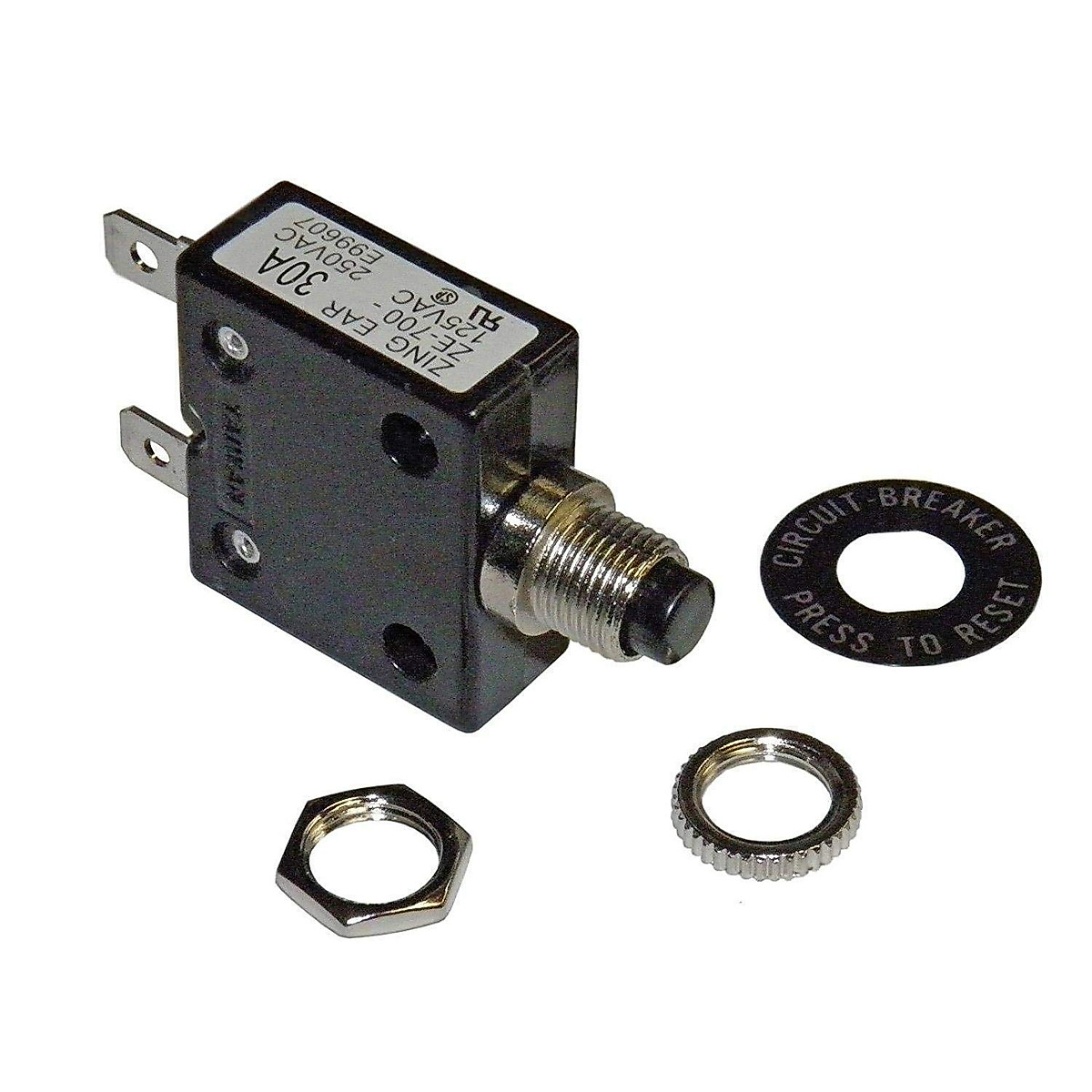 (2-Pack) Philmore B7030 30 Amp Push Button Circuit Breaker 32V DC or 250V AC