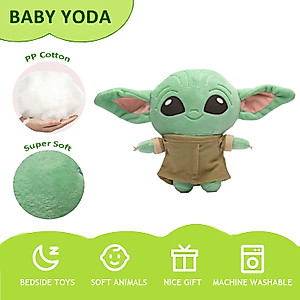 RONIAVL Child Yoda Plush Toys Little Baby Yoda with Scarf Cotton Soft Onesie Stuffed Doll Toys Gift for Kids Children Birthday Movie Fan Collectionist 3 and older (No Scarf)