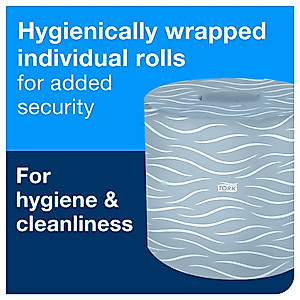 Tork Advanced Toilet Paper Roll, White, Compatible with T24 Dispensers, 2-ply, Soft Tissue, 80 rolls x 500 sheets (2461200)