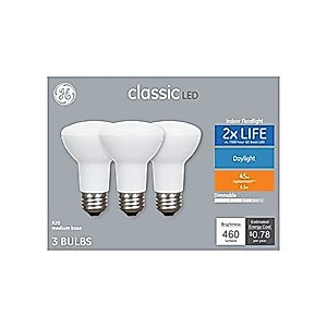 GE Classic 3-Pack 45 W Equivalent Dimmable Daylight R20 LED Light Fixture Light Bulbs