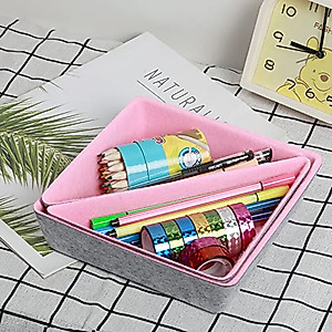 TALEVT Felt Storage Bins,1 Set with 3pcs Storage Container,Felt Drawer Organizer,Bedroom Closet Organization for Small Things