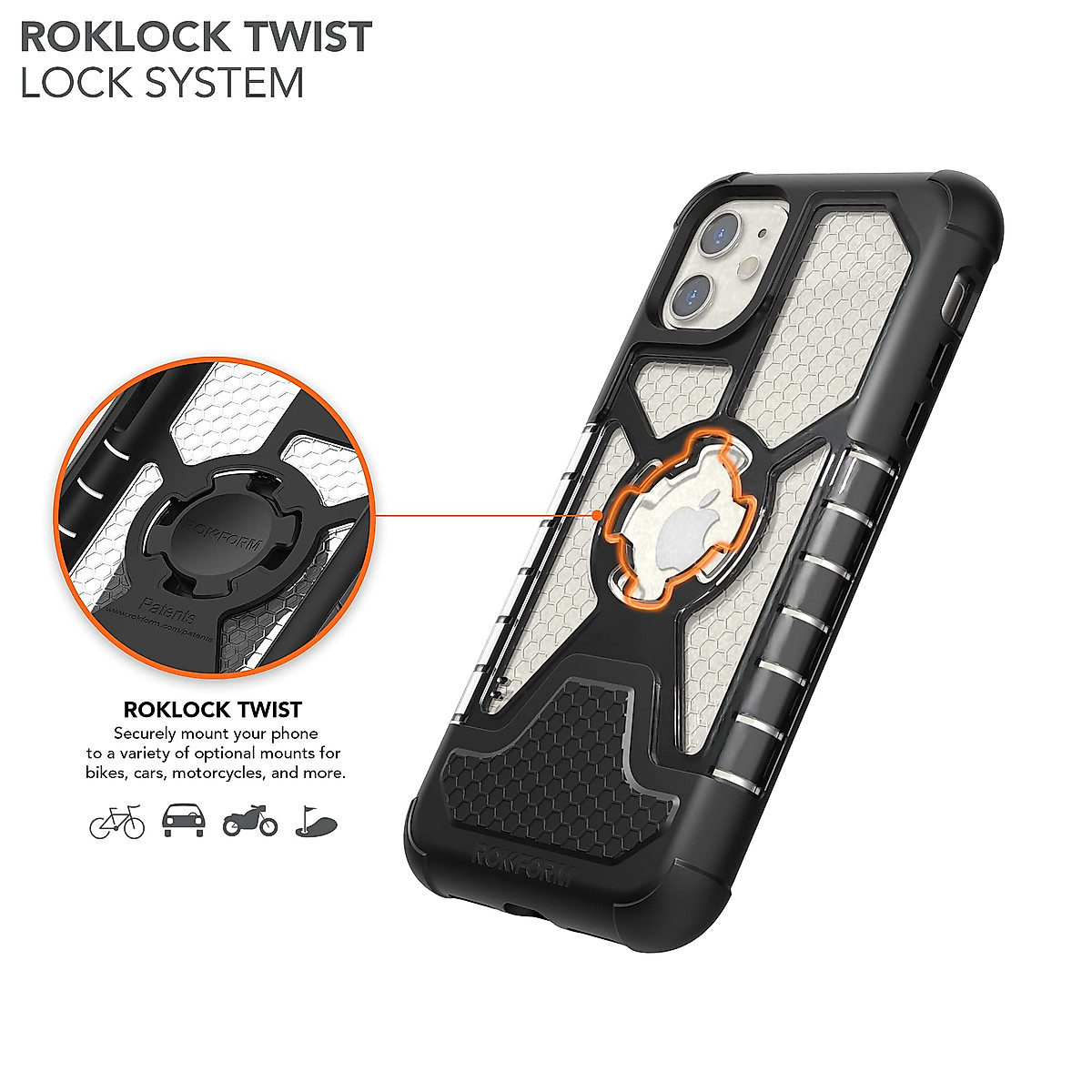 ROKFORM - iPhone 11 Case, Clear Apple Cases, Magnetic iPhone Cover with RokLock Quad Tab Twist Lock, Dual Magnet, Drop Tested Armor, Slim Crystal Series (Clear) (306120P)