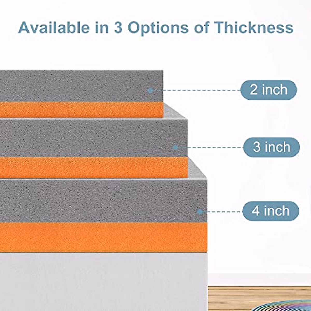 Sleepmax 3 Inch Memory Foam Mattress Topper Queen, Bamboo Charcoal and Copper Infused Mattress Topper for Pressure Relief, Double Sides Foam Mattress Pad Premium Bed Topper with Ventilated Design