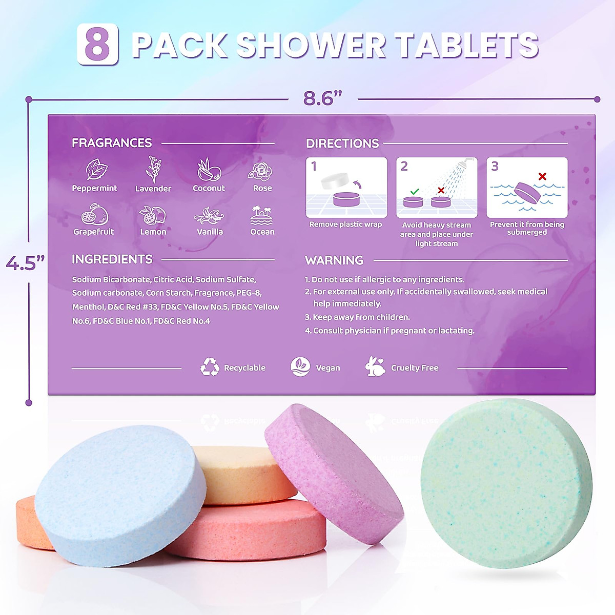 CalmNFiz Shower Steamers Aromatherapy 8 Pack Bath Bombs Essential Oil Self Care Mother's Day, Birthday Gift for Men and Women Who Have Everything