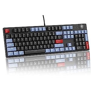 MageGee Mechanical Gaming Keyboard MK-Armor LED Blue Backlit and Wired USB 104 Keys Keyboard with Brown Switches, for Windows PC Laptop Game(Blue&Black)…