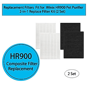 HR900 Replacement Filters Set Fit for Winix HR900 Pet Purifier Replace Part 1712-0093-00 Filter T 1712-0094-00 Filter U, 2 Set