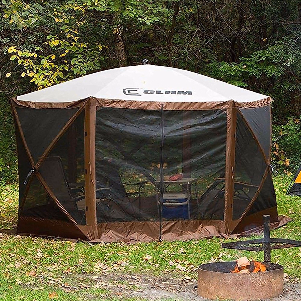 CLAM Pop Up Screen Tent, Outdoor Camping Gazebo Canopy, Escape, 11.5', Brown