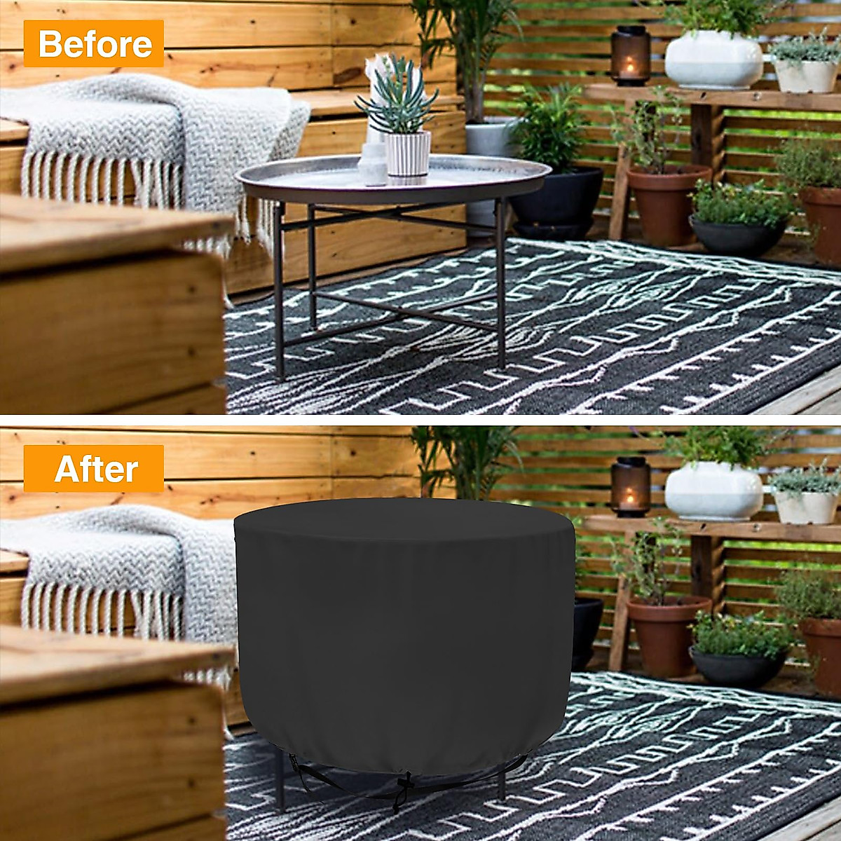 Patio Table Chair Cover Black, 23" DIA X 18"H, Outdoor Table Chair Cover,Outdoor Patio Furniture Cover Waterproof for Deck Box , Coffee Table and Chairs