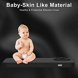 DEENAKIN Compatible with iPhone 14 Pro Max Silicone Case - Enhanced Camera Protection and Screen Protector - Smooth Baby Skin-Like Feel - Slim Fit Phone Cover 6.7”for Women Girls - Black