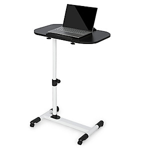 MoNiBloom Mobile Laptop Desk 360° Rotatable Panel Adjustable Height Desk Rolling Cart Ergonomic Table with Wheels for Home Office School, Black