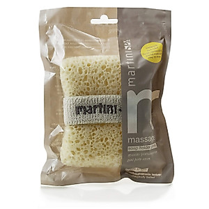 MartiniSPA Exfoliating Body & Shower Sponge with Soap Pocket. All Natural Italian Deep Cleansing Sponge with Soap Saver Pouch & Hand Strap for Men & Women - Use in Shower or Bath - 2 Units/Beige Color