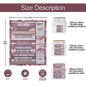 Basiole Cousin Gifts for Women Blanket, Best Cousin Gifts, Gifts for Cousins Female, Cousins Make The Best Friends - to My Favorite Cousin Birthday, Graduation Gift Throw Blankets 60"X50"