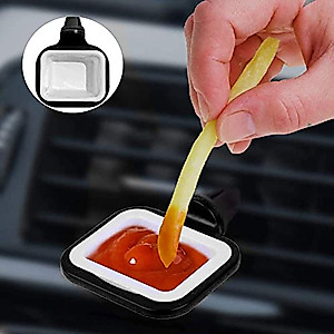 Lufapeach 4 PCS Car Sauce Holder Vent Dip Clip for Sauce Mini Sauce Holder Removable Dipping Sauces Holder Dipping Dish Container for Car Vent (Black)