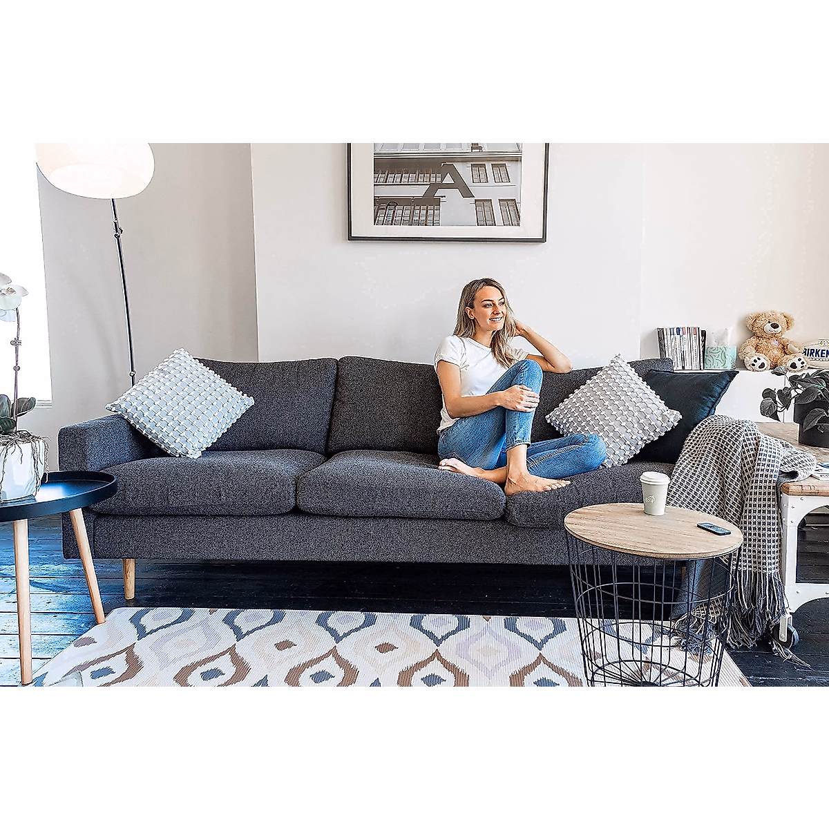 Cushmat Stylish Reversible Foam Play Mat (Large, Luxe Lite - Royal Blue Star) - Soft, Waterproof, Durable Play mat for Infants, Babies, Toddler, Kids & Grownup - 6.5ft x 4.5ft