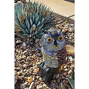 XYSFUZD Fake Owl Decor with Moving Head and Sound Plastic Garden Owl Statues