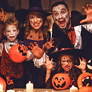 Halloween Makeup Face Temporary Tattoos - Halloween Spider Witch Costume for Women Kids Adults Men Web Stickers| Scary Black Fake Spiderweb Eye Body Tattoo Accessories Kit for Widow Props Party Decal