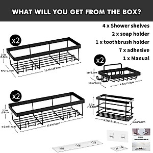 Moforoco 7 Pack Adhesive Shower Organizer Caddy Shelves Rack - Corner Bathroom Storage Organization, Home&Kitchen Decor Inside RV Accessories, Hanging House Apartment Camper Essentials